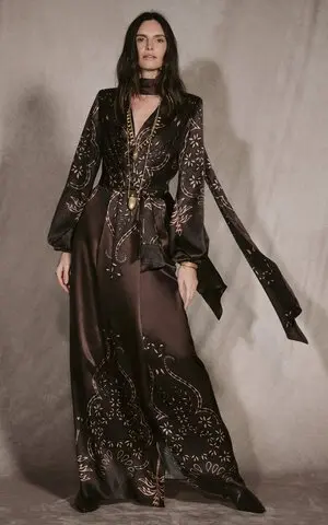 Johanna Ortiz Wrapped Silk Midi Dress