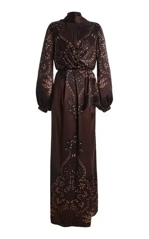 Johanna Ortiz Wrapped Silk Midi Dress - Brown