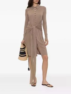 GANNI Tie-detail Button-up Mini Dress