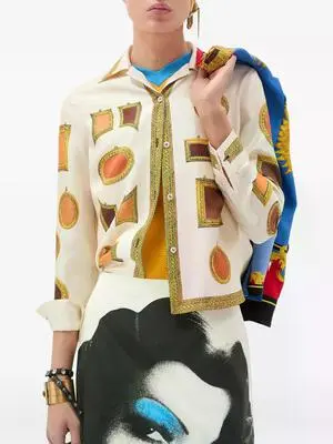 Versace Twill 'the Gallery' Print Long Sleeve Shirt