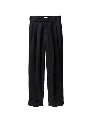 Versace Pinstripe Wool Oversized Pants - Blue