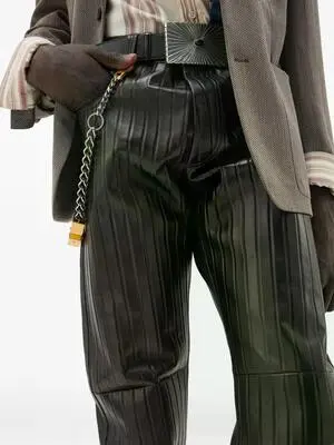 Versace Embossed Leather Straight-leg Trousers