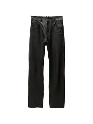 Versace Straight-leg Plongé Leather Trousers - Black