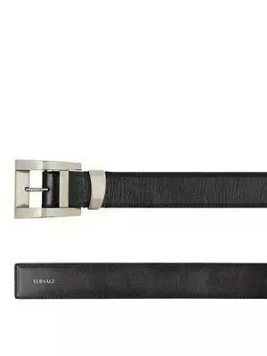 Versace Leather Belt With Logo - Black