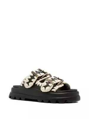 Mou Buckle-strap Crochet-detail Sandals
