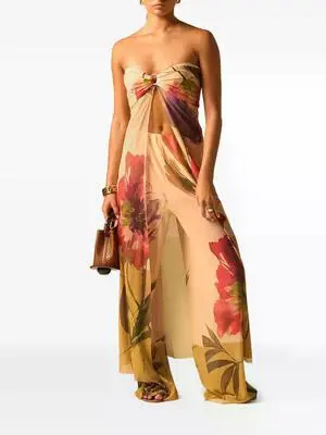 JBQ Floral-print Strapless Top - Neutrals