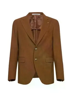 Tagliatore Logo-pin Peak-lapel Single-breasted Wool Blazer - Brown
