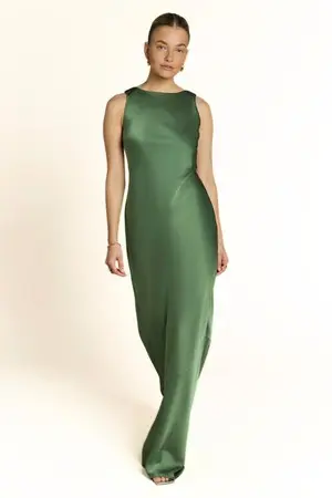 REWRITTEN Paloma Scoop Back Maxi Dress - Olive