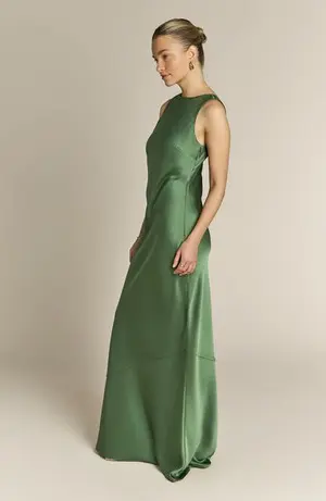 REWRITTEN Paloma Scoop Back Maxi Dress - Olive