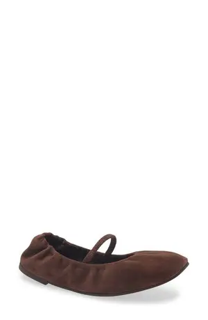 REFORMATION Buffy Mary Jane Ballet Flat - Espresso Suede