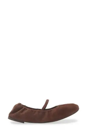 REFORMATION Buffy Mary Jane Ballet Flat - Espresso Suede
