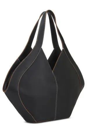 BEHNO Safra Pebble Leather Tote - Black