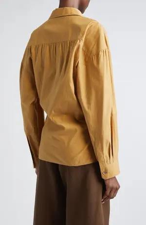 LEMAIRE Twisted Cotton & Silk Button-up Shirt - Cumin