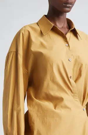 LEMAIRE Twisted Cotton & Silk Button-up Shirt - Cumin