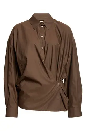 LEMAIRE Twisted Cotton & Silk Button-Up Shirt Truffle