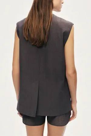 NOCTURNE Tailored Sleeveless Vest - Anthracite