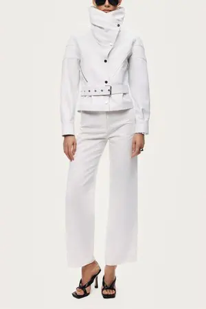 NOCTURNE High-neck Belted Leather Jacket
