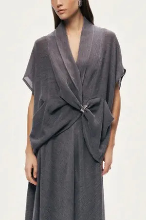 NOCTURNE Draped Wrap Blouse