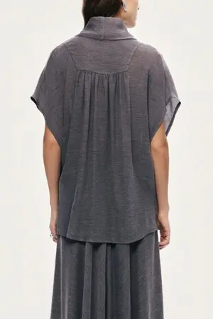 NOCTURNE Draped Wrap Blouse