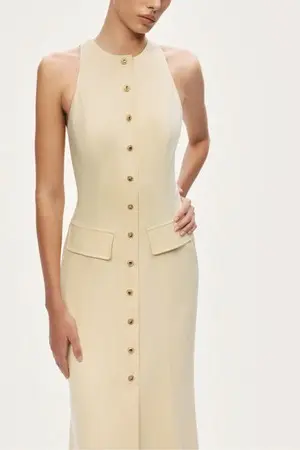 NOCTURNE Sleeveless Button-front Midi Dress