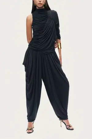 NOCTURNE Asymmetric Draped Blouse
