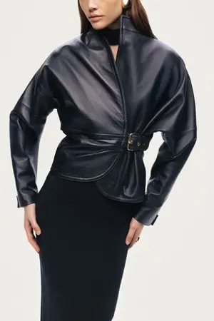 NOCTURNE Leather Wrap Jacket