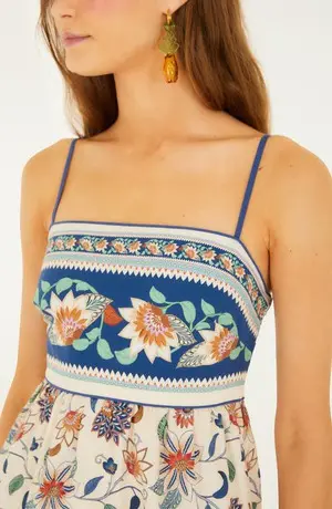 Farm Rio Delhi Floral Tapestry Cotton Sundress