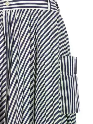 Sacai Stripe-pattern Pleated Skirt - Blue