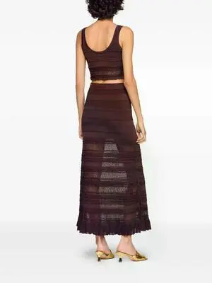 Sandro Lace Trimmed Pointelle Knit Crop Top - Brown