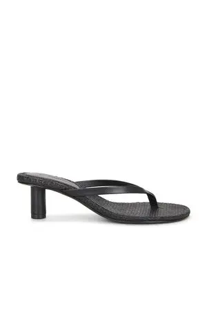 ST. AGNI Woven Thong Heeled Sandal - Black