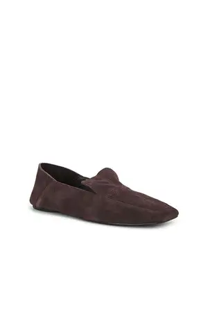 ST. AGNI Suede Minimal Flat Loafer - Coffee