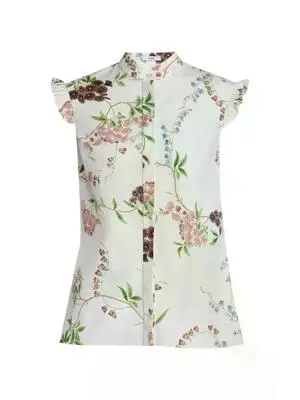 Erdem Floral-print Ruffled Shirt - White