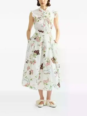 Erdem Floral-print Ruffled Shirt - White