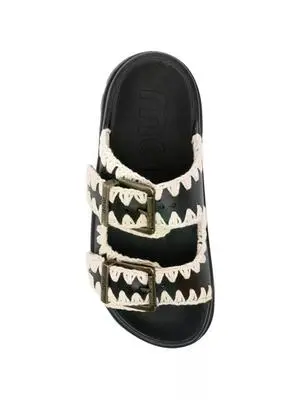 Mou Buckle-strap Crochet-detail Sandals - Black
