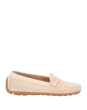 BALDININI Tan Leather Loafers With Perforations And Buckle Detail - Blush