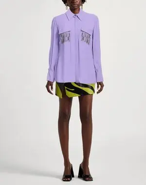Elisabetta Franchi Safari Shirt With Appliqués - Purple