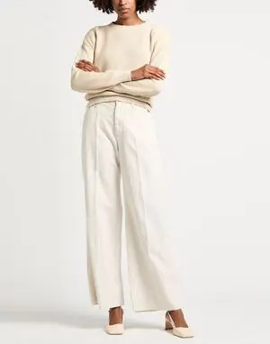 Brunello Cucinelli Wide-leg Cotton-linen Blend Pants - White