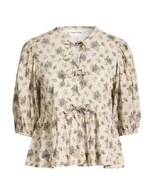 Antik Batik Floral Print Peplum Shirt - Grey