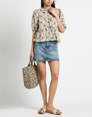 Antik Batik Floral Print Peplum Shirt - Grey