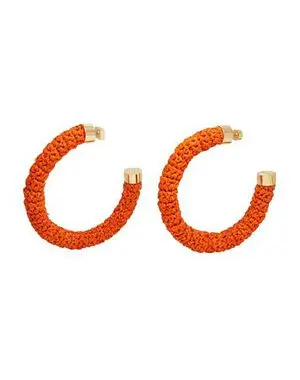Jacquemus Raffia Hoop Earrings - Orange