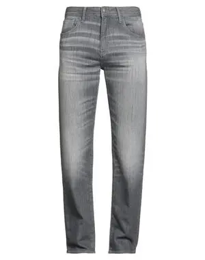 Armani Exchange Straight-leg Jeans With Leather Trims - Grey