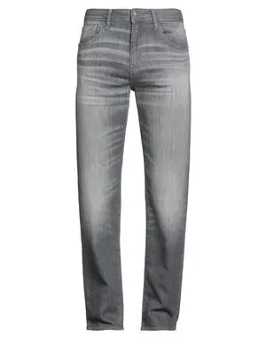 Armani Exchange Straight-leg Jeans With Leather Trims - Grey