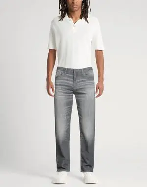 Armani Exchange Straight-leg Jeans With Leather Trims - Grey