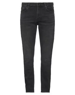 Armani Exchange Skinny Jeans With Leather Trims - Black
