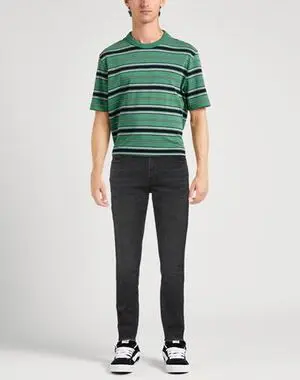 Armani Exchange Skinny Jeans With Leather Trims - Black