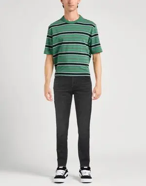 Armani Exchange Skinny Jeans With Leather Trims - Black