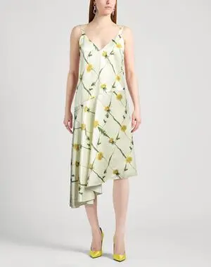 Burberry Midi Asymmetric Floral-print Dress - Yellow