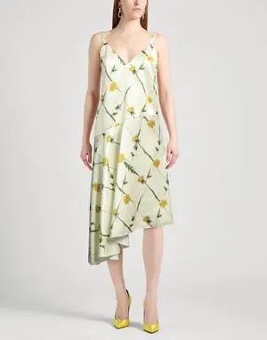 Burberry Midi Asymmetric Floral-print Dress - Yellow