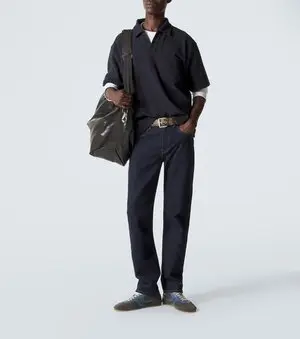 FRAME Textured Cotton-blend Polo Shirt