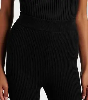 GANNI Crochet-trimmed Ribbed Cotton-blend Capri Pants